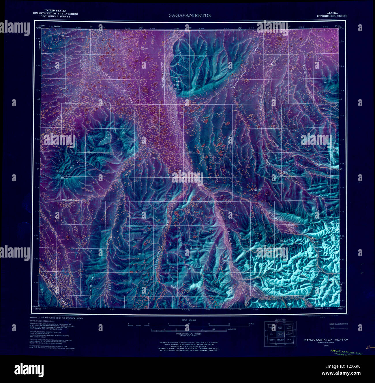 USGS TOPO Map Alaska AK Sagavanirktok 708012 1956 250000 Inverted ...