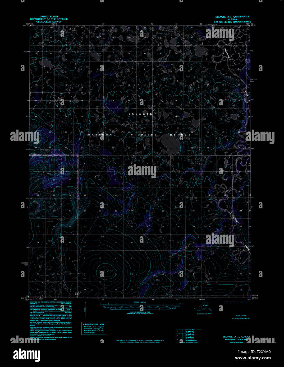 USGS TOPO Map Alaska AK Selawik A-1 358732 1985 63360 Inverted ...