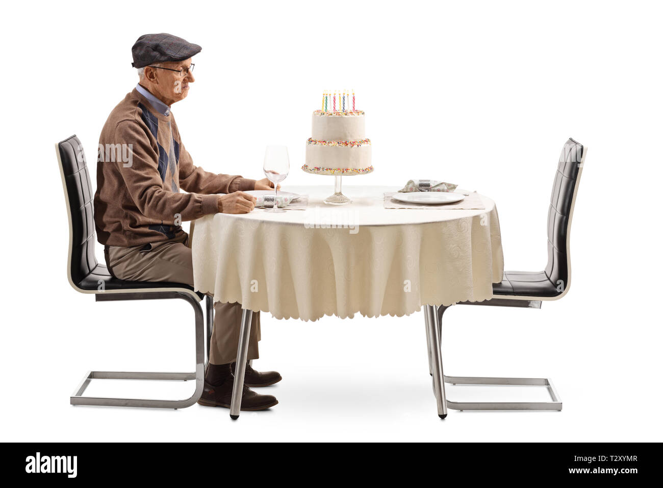 Man Alone At Long Table