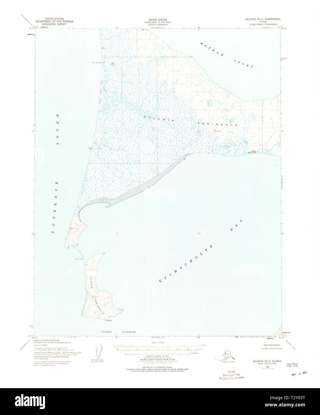 USGS TOPO Map Alaska AK Selawik B-6 358751 1951 63360 Restoration Stock ...