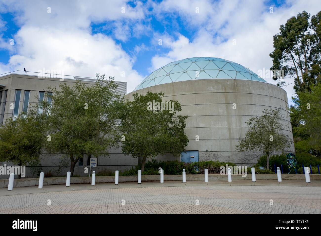 Facade with domed planetarium building visible at Chabot Space and ...