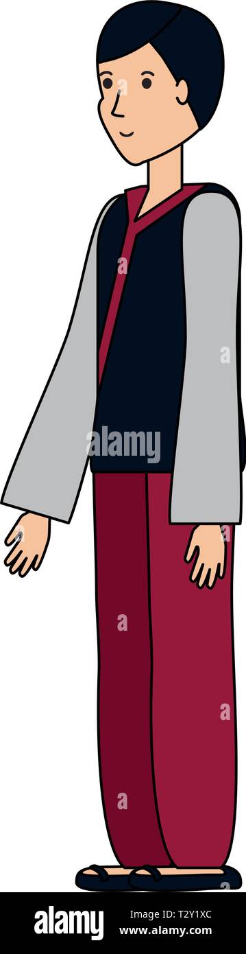chinese man with traditional costume vector illustration design Stock ...