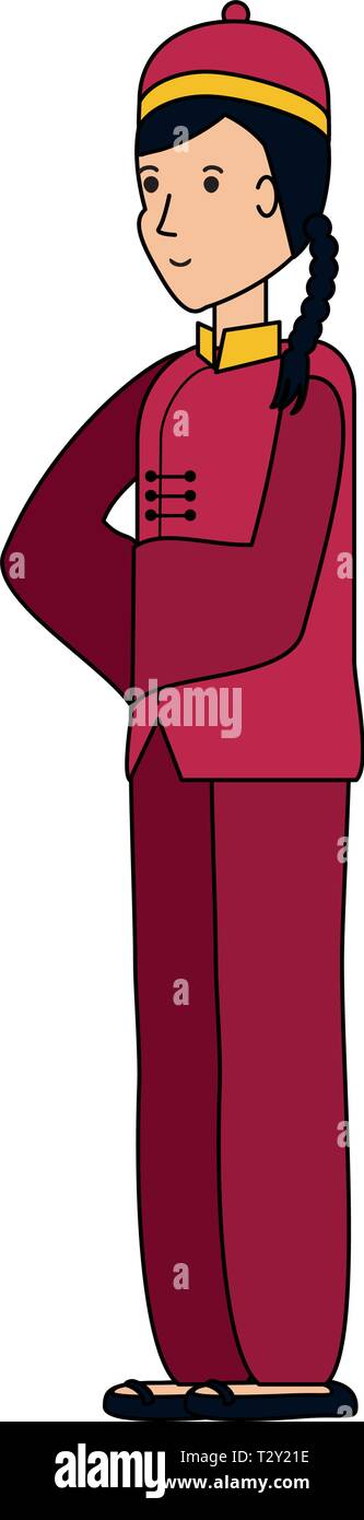 chinese man with traditional costume vector illustration design Stock ...