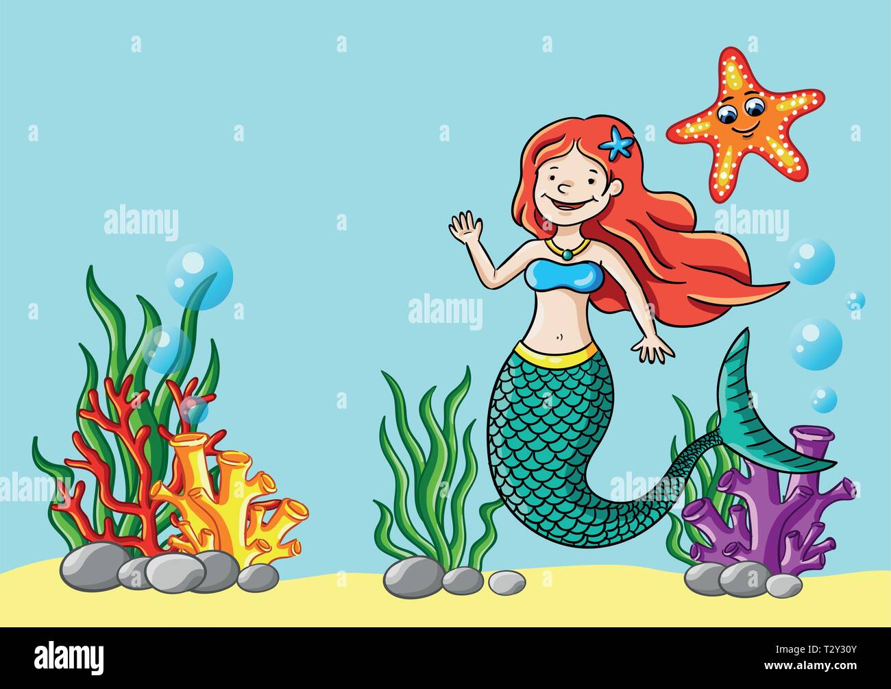 Mermaid cartoon vector vectors hi-res stock photography and images - Alamy