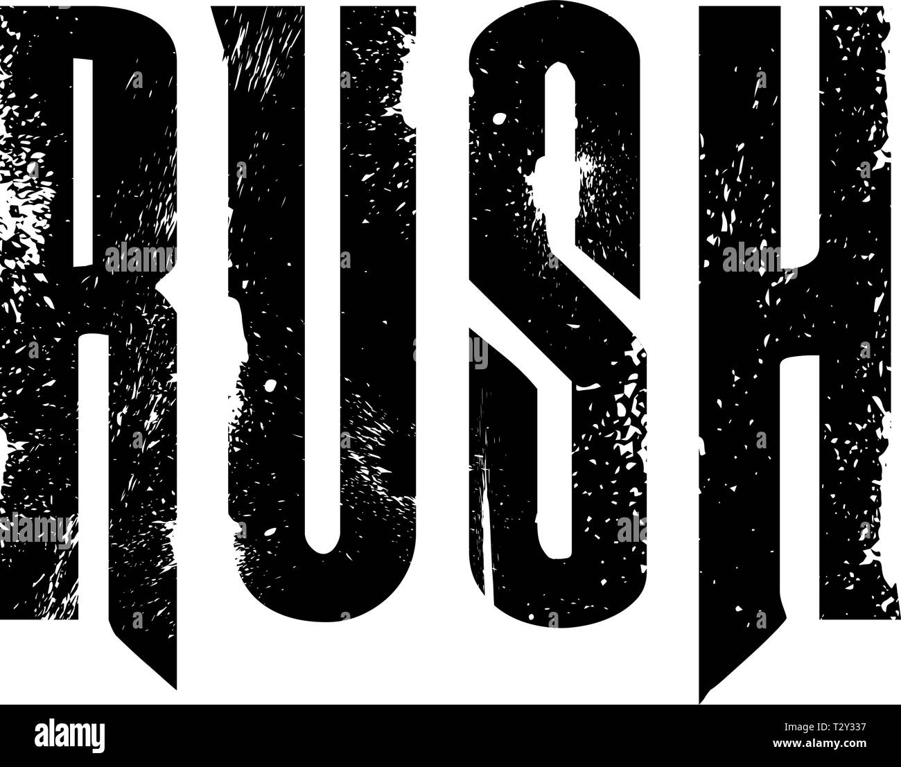 Vector illustration design for T-shirt with black word Rush Stock ...