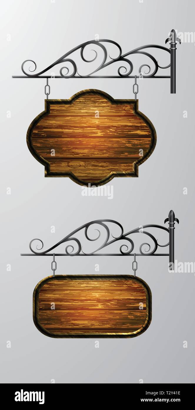 hanging, wooden Board vector, wooden object for text Stock Vector Image ...