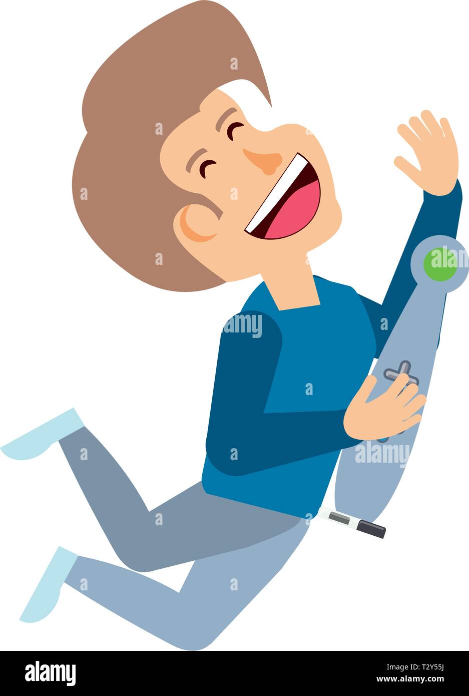 boy playing with joystick for video game vector illustration design ...