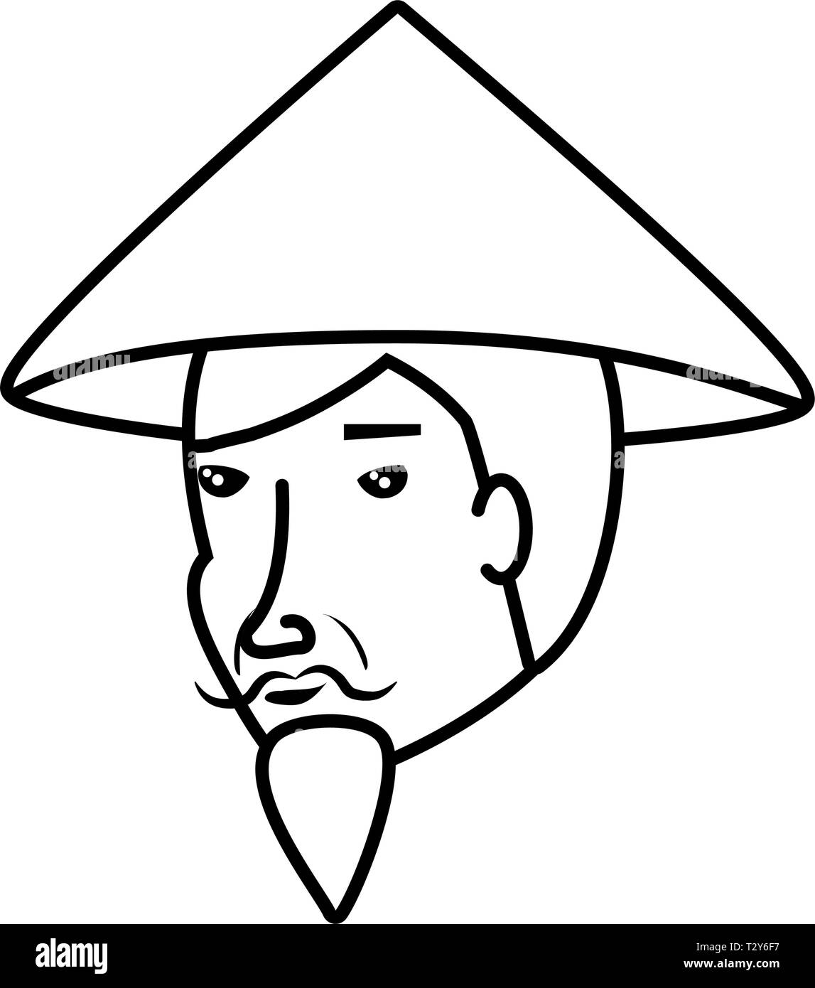 head of old man chinese peasant vector illustration design Stock Vector ...