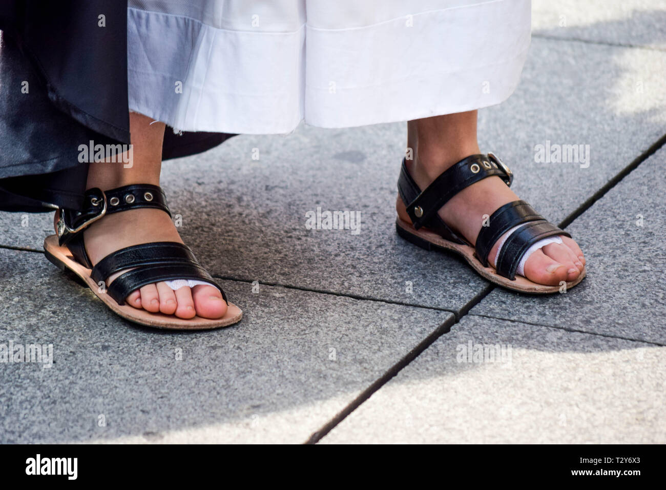 Penitentå«s injured feet in Holy Week Procession in Spain Stock Photo ...