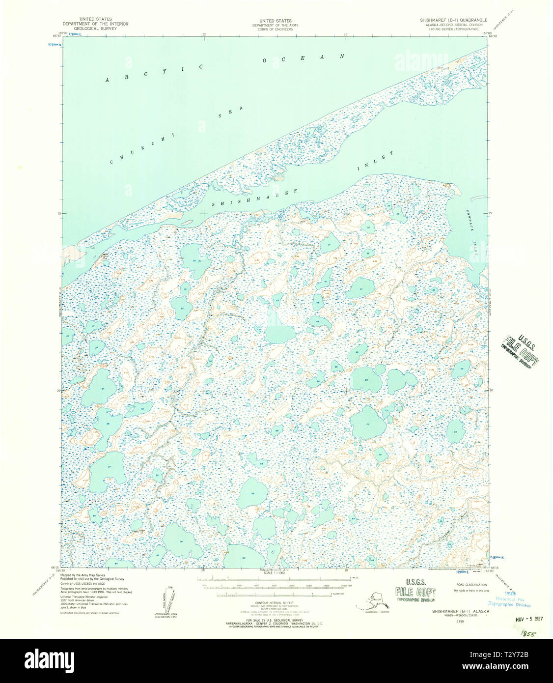 USGS TOPO Map Alaska AK Shishmaref B-1 359029 1950 63360 Restoration ...