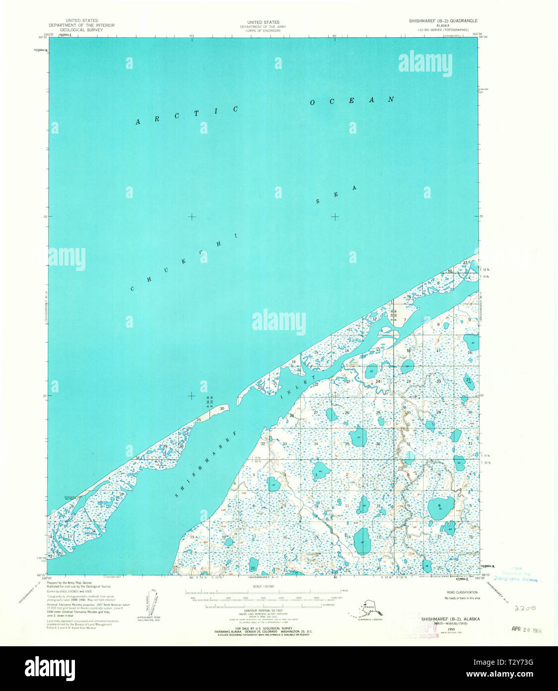 USGS TOPO Map Alaska AK Shishmaref B-2 359032 1950 63360 Restoration ...