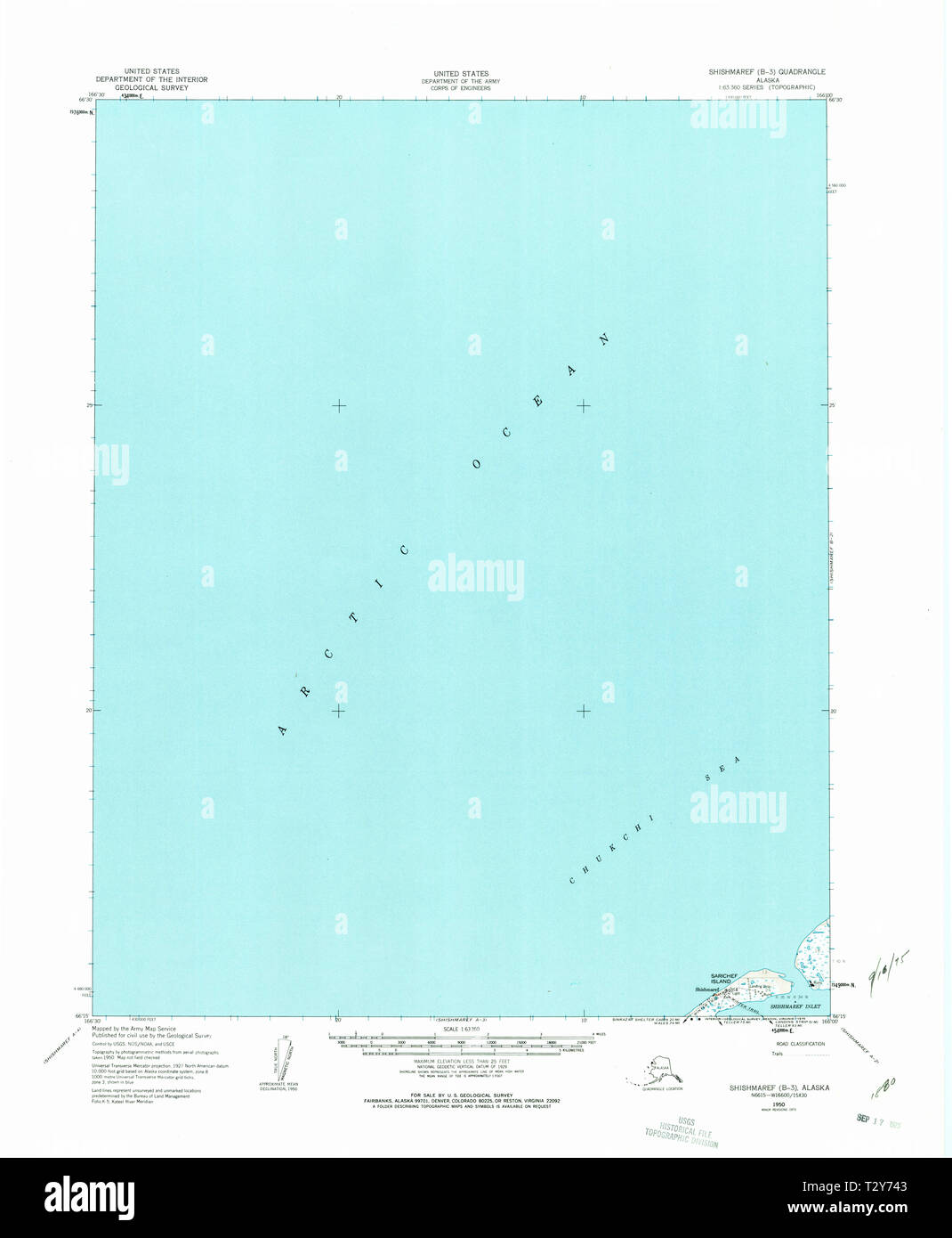 USGS TOPO Map Alaska AK Shishmaref B-3 359034 1950 63360 Restoration ...