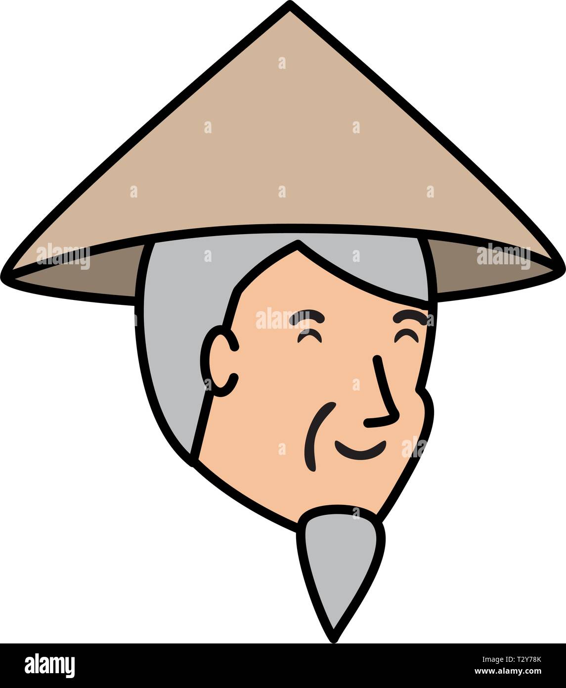 head of old man chinese peasant vector illustration design Stock Vector ...