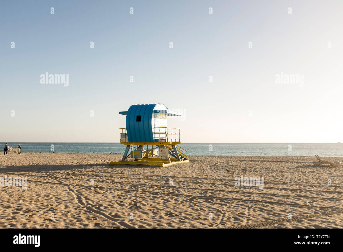 A wide angle view of the colorful and iconic lifeguard tower at 1st ...