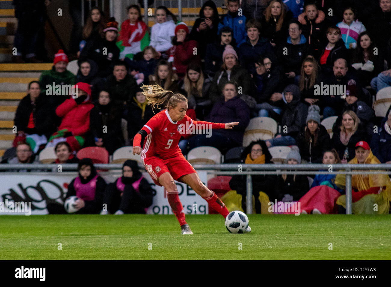 Kayleigh Green of Wales in action. Wales v Czech Republic at Rodney ...