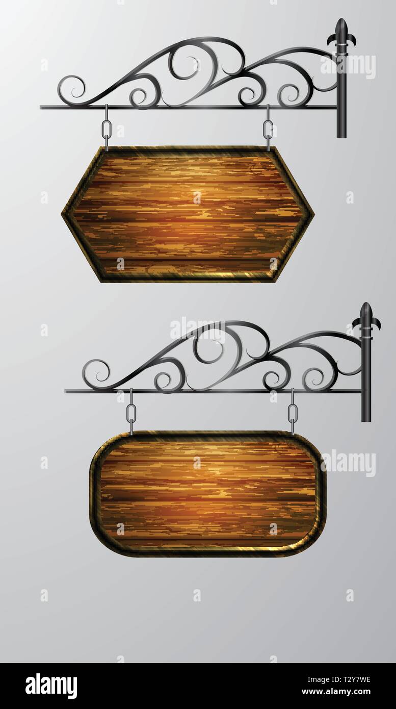 hanging, wooden Board vector, wooden object for text Stock Vector Image ...