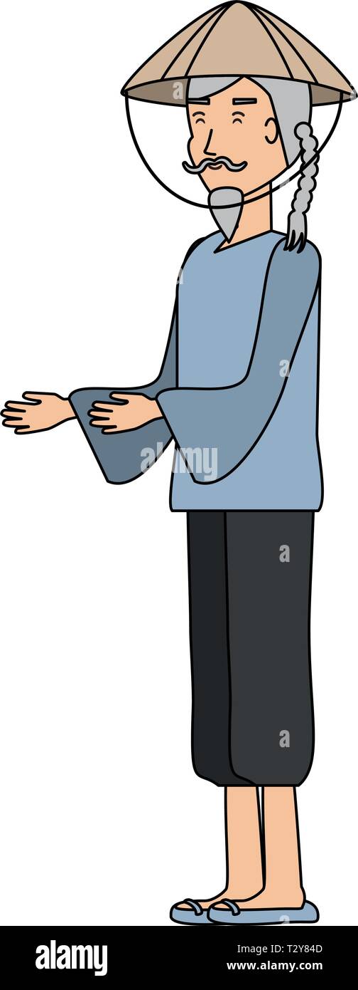 old man chinese peasant avatar character vector illustration design ...