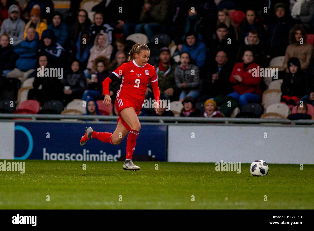 Kayleigh Green of Wales in action. Wales v Czech Republic at Rodney ...