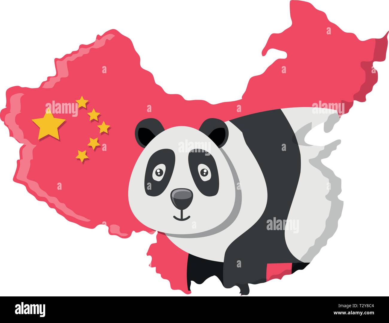 bear panda with map chinese vector illustration design Stock Vector ...