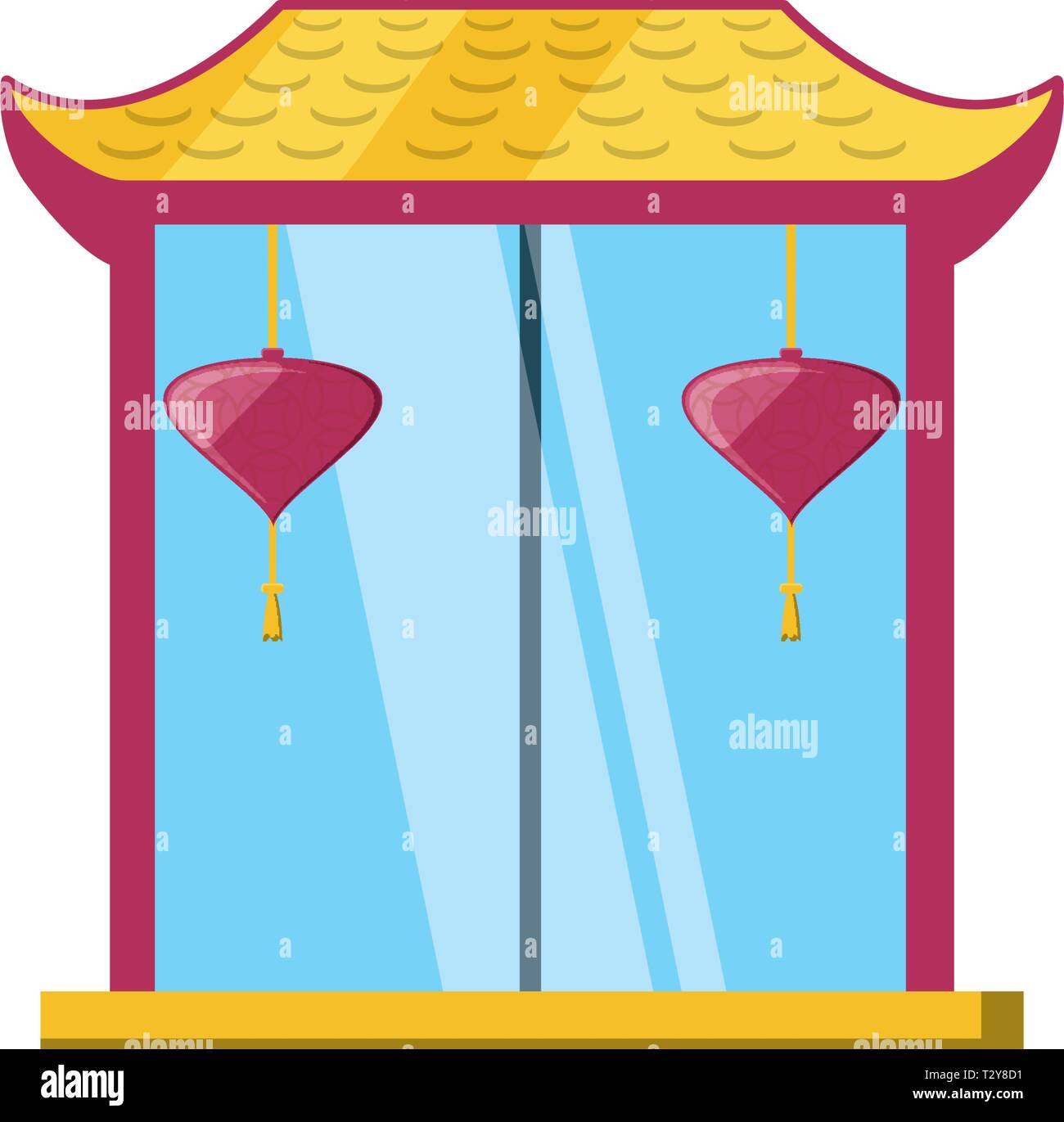 chinese portal with lantern hanging vector illustration design Stock ...