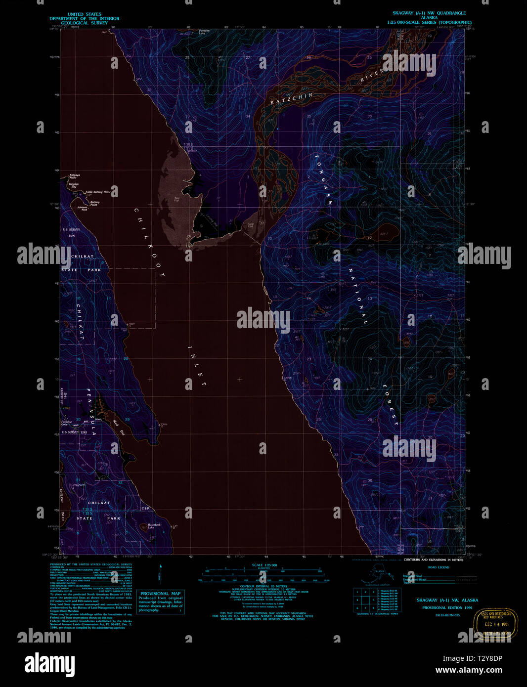 USGS TOPO Map Alaska AK Skagway A-1 NW 353810 1991 25000 Inverted ...