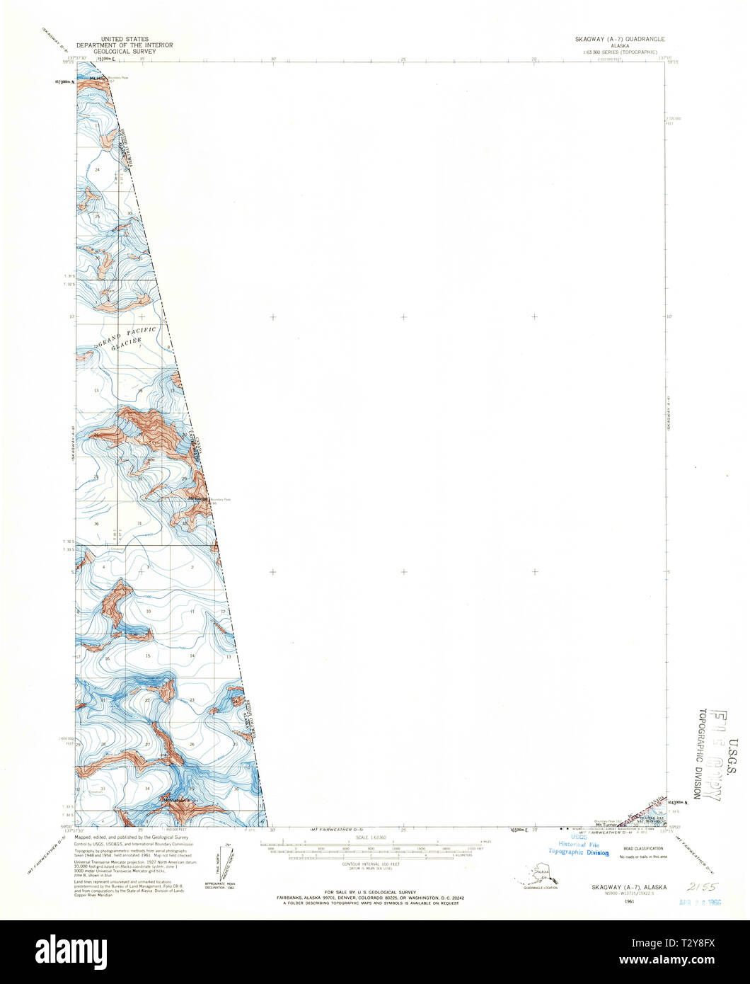 USGS TOPO Map Alaska AK Skagway A-7 359199 1961 63360 Restoration Stock ...