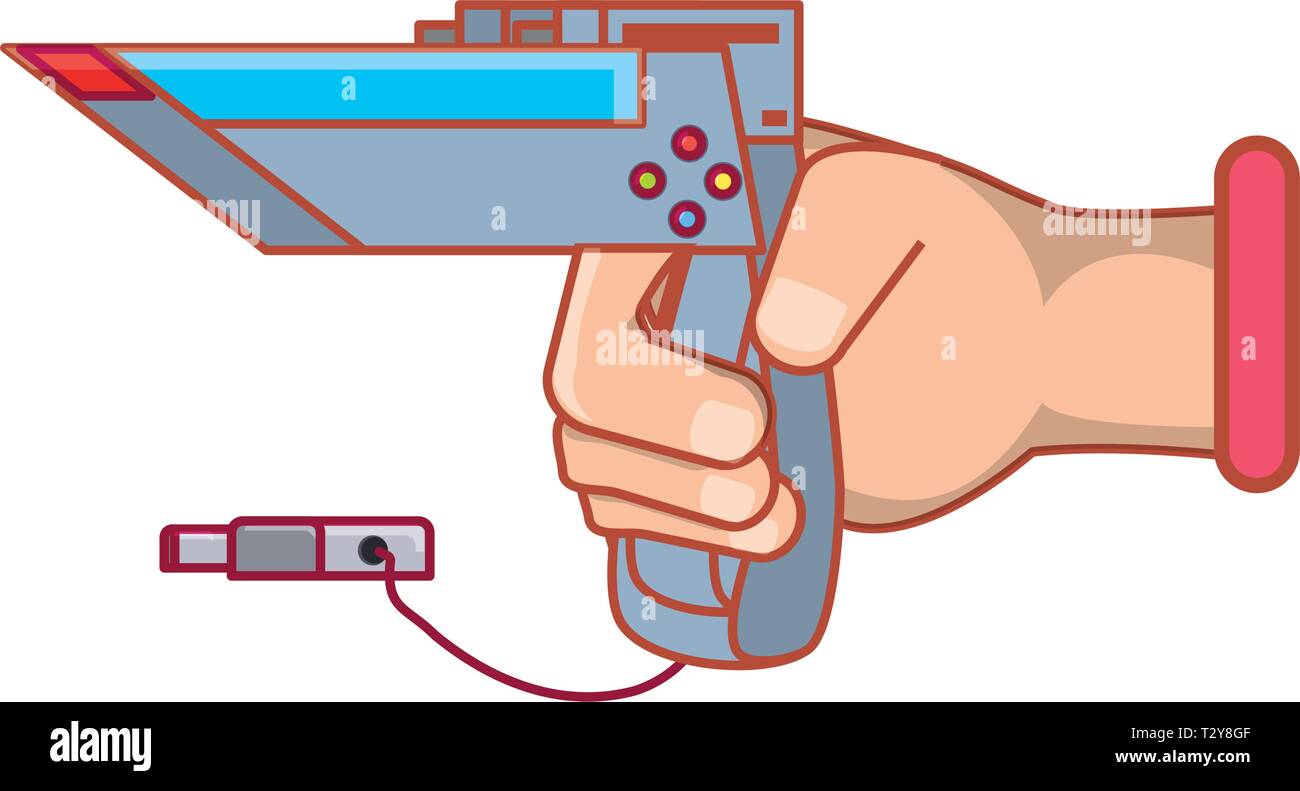 hand with gun for video game vector illustration design Stock Vector ...