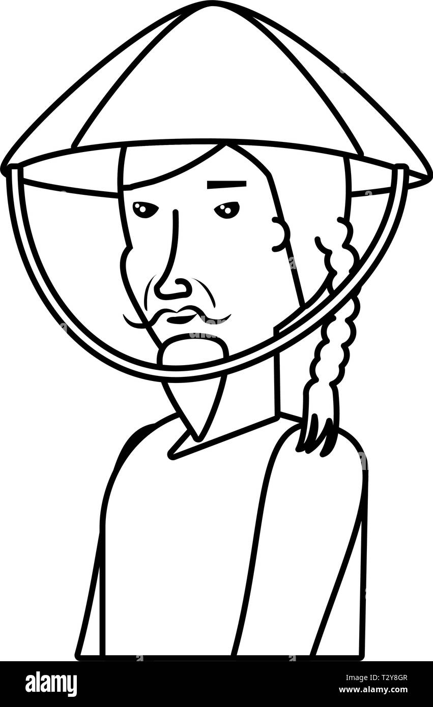 old man chinese peasant avatar character vector illustration design ...