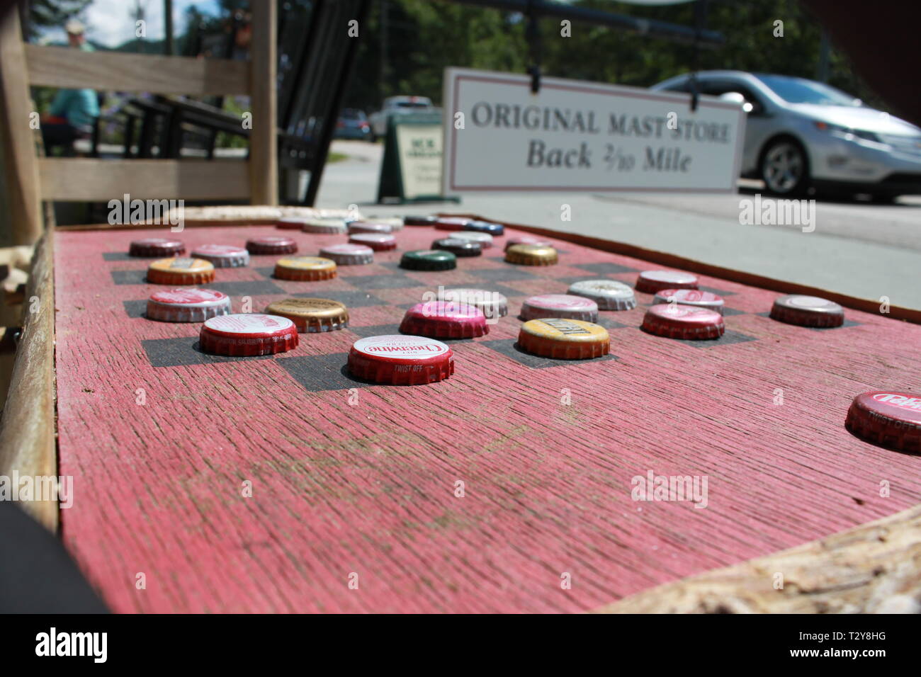 Bottle cap checkers at the Mast General Store Anex, Valle Crucis, NC ...