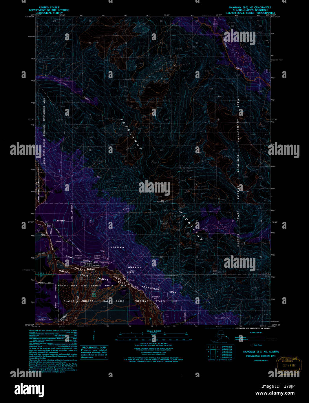 USGS TOPO Map Alaska AK Skagway B-3 NE 353816 1991 25000 Inverted ...