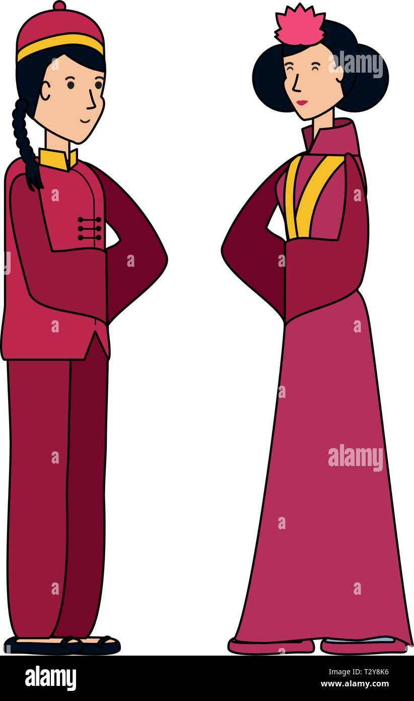 chinese couple avatar character vector illustration design Stock Vector ...