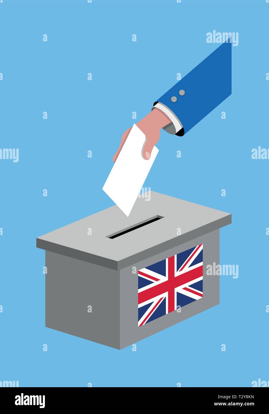 Vote for British election with voting ballot and United Kingdom flag ...