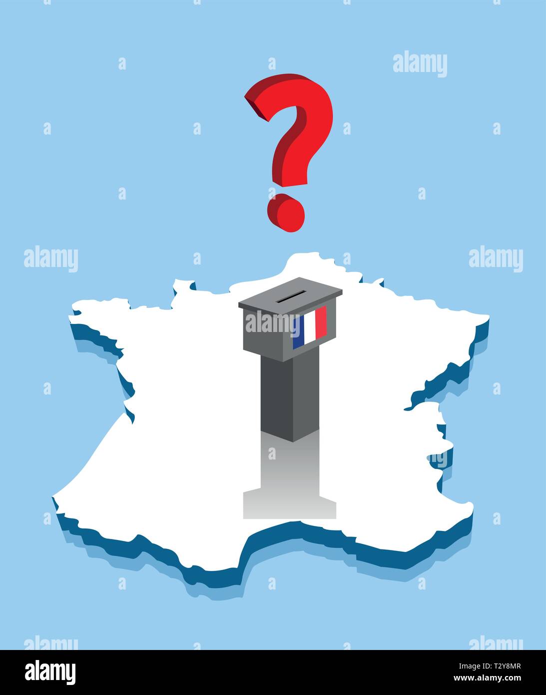 French election results with question mark and voting ballot over ...