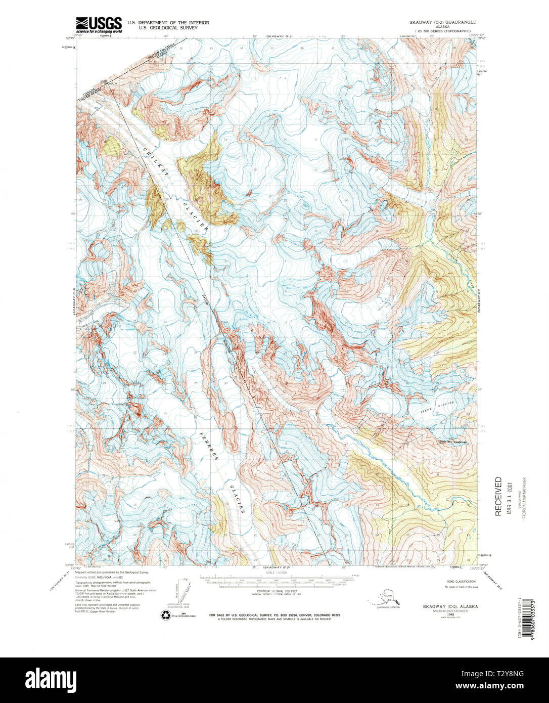 USGS TOPO Map Alaska AK Skagway C-2 359225 1948 63360 Restoration Stock ...