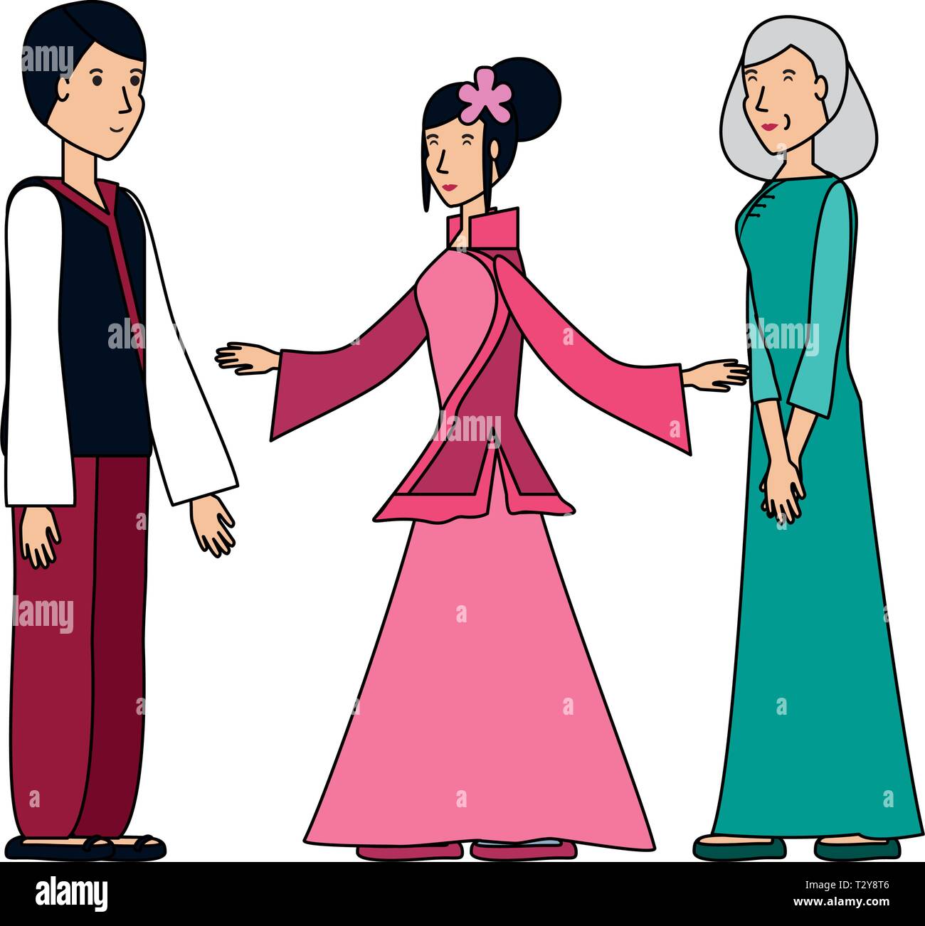 group of people chinese avatar character vector illustration design ...