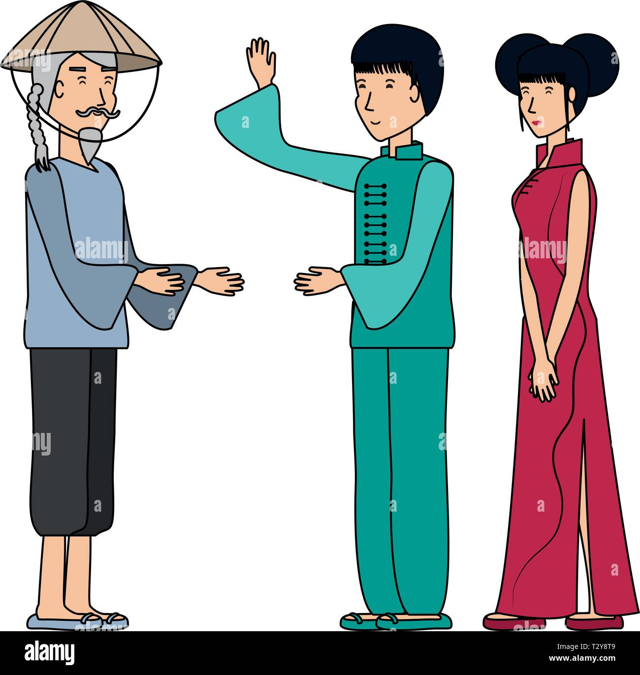 group of people chinese avatar character vector illustration design ...