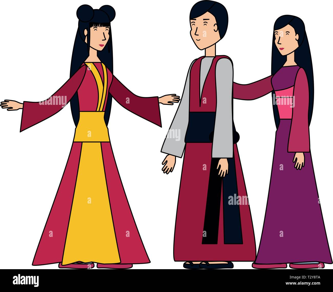 group of people chinese avatar character vector illustration design ...