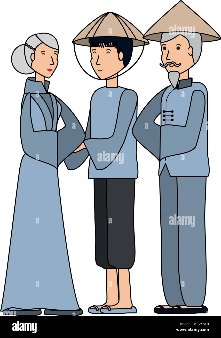 group of people chinese avatar character vector illustration design ...