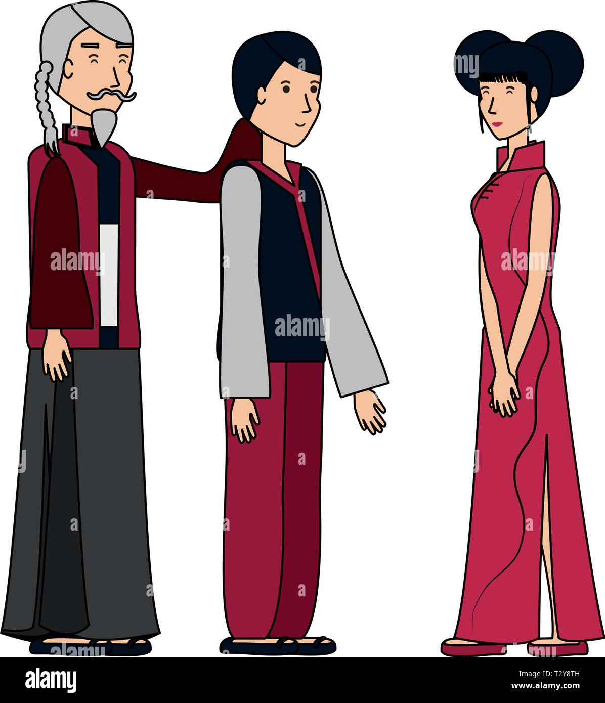 group of people chinese avatar character vector illustration design ...