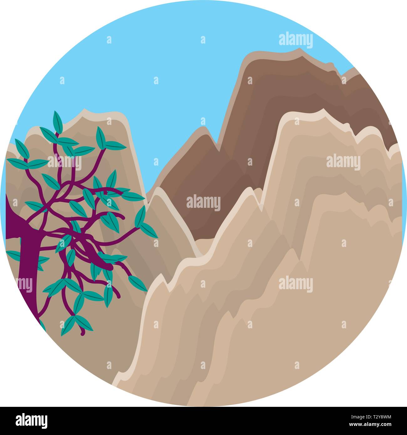 chinese tree natural with landscape vector illustration design Stock ...