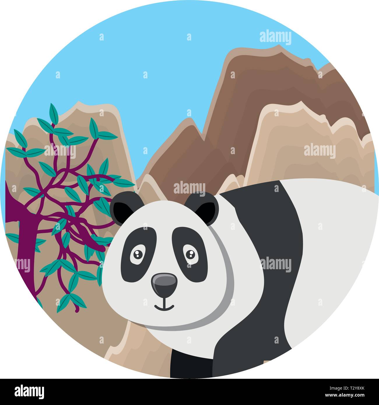 bear panda animal with lanscape vector illustration design Stock Vector ...
