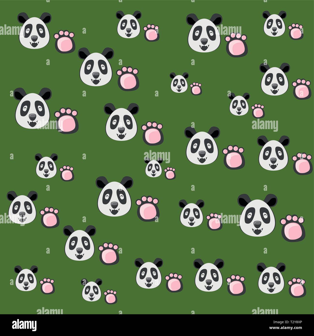 bear panda with pawprint pattern vector illustration design Stock ...