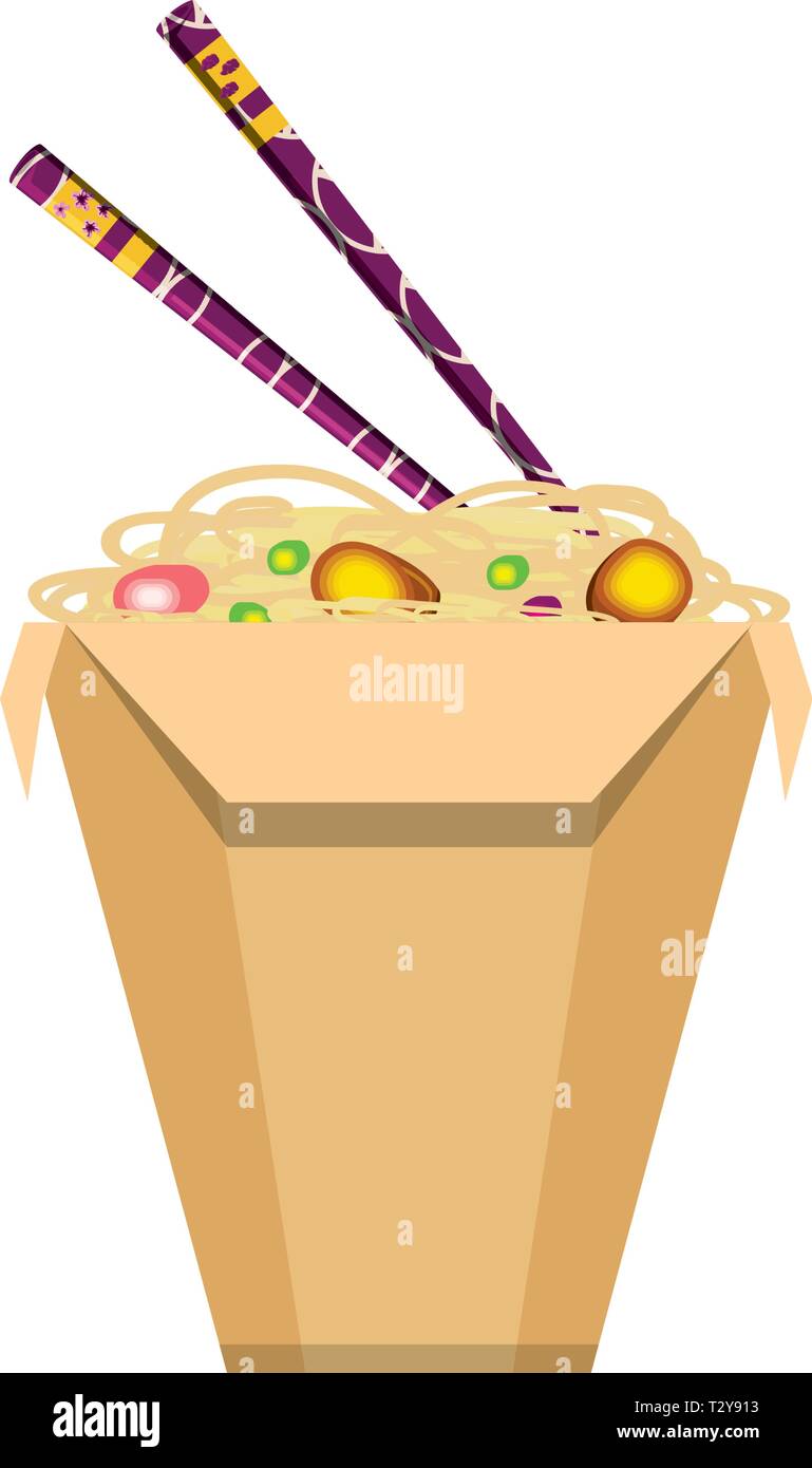 spaghetti in box container chinese food icon vector illustration design ...
