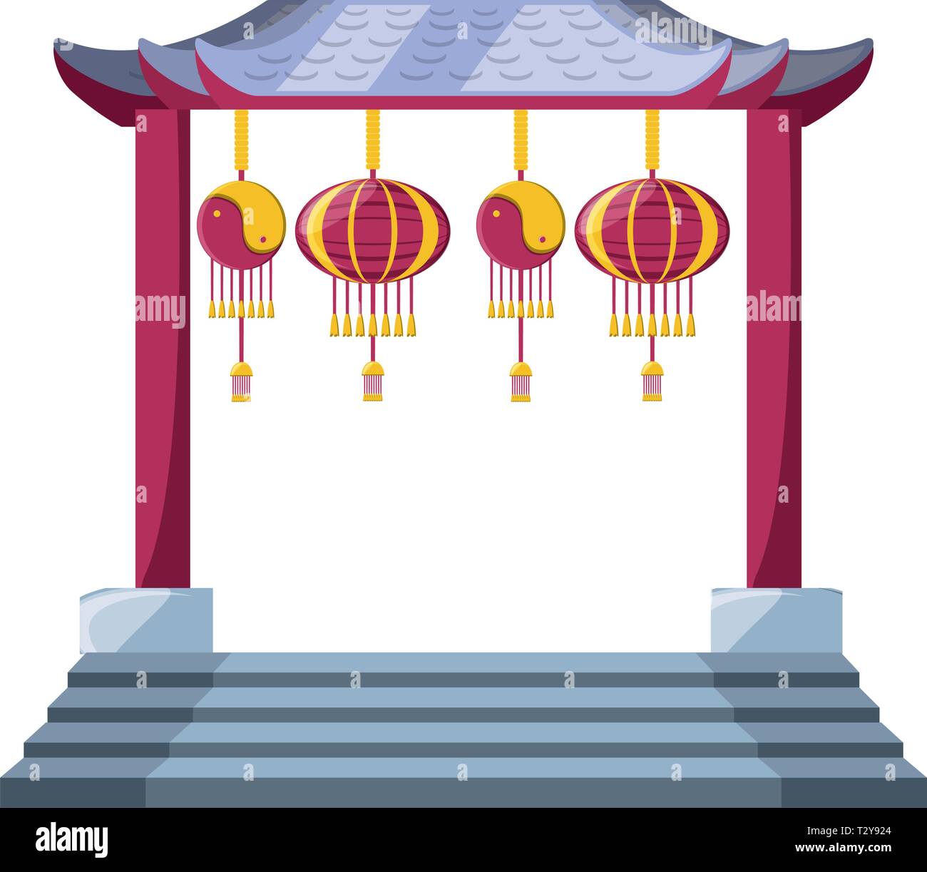 chinese portal with lantern hanging vector illustration design Stock ...