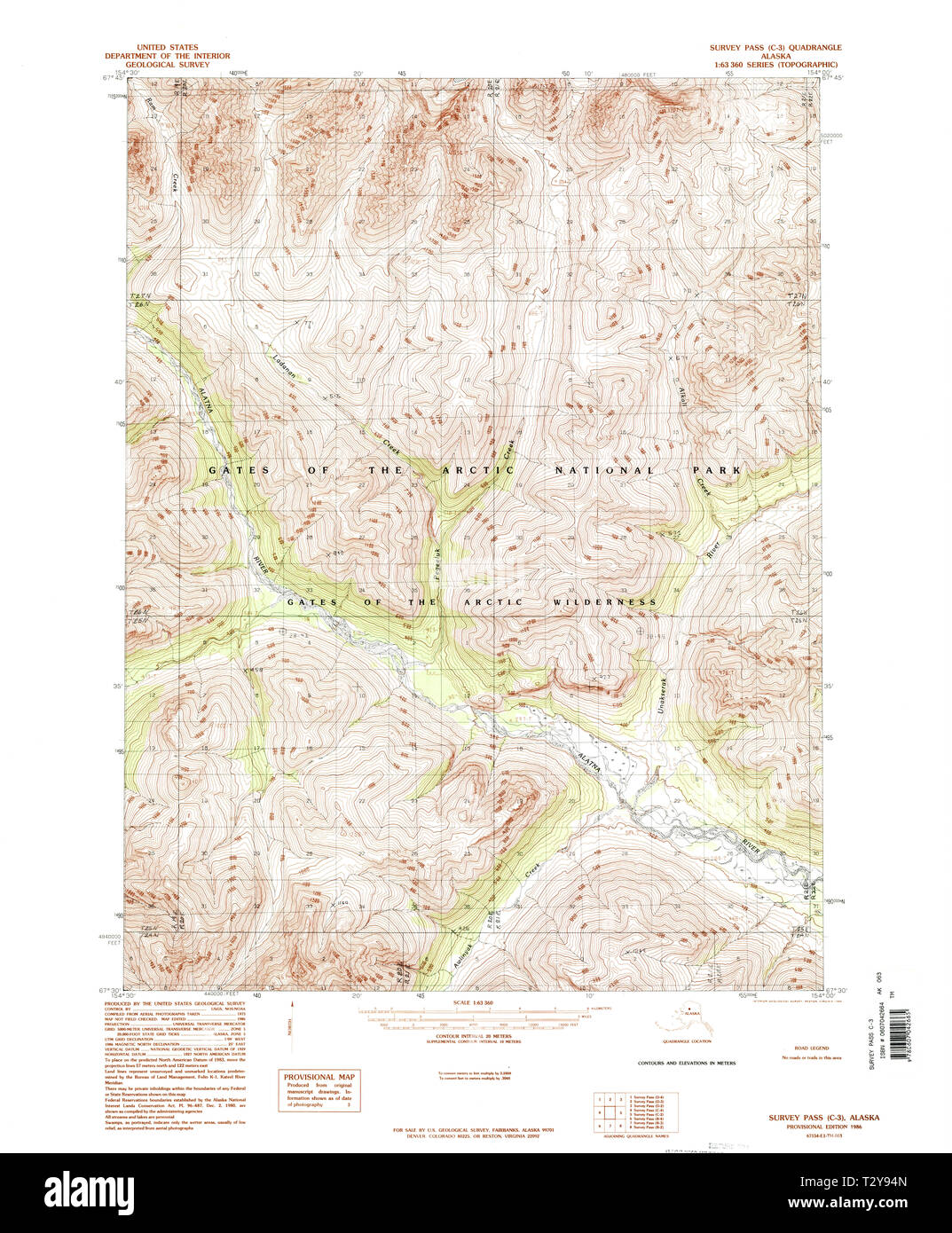 USGS TOPO Map Alaska AK Survey Pass C-3 359429 1986 63360 Restoration ...