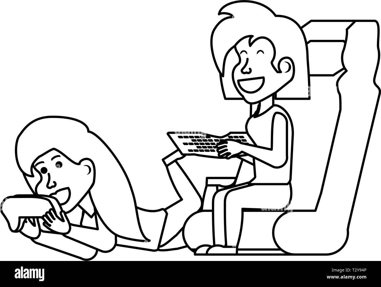 Girl Playing Video Games Drawing