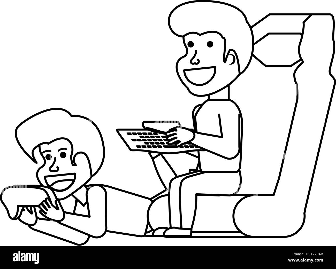 boys playing video game isolated icon vector illustration design Stock ...