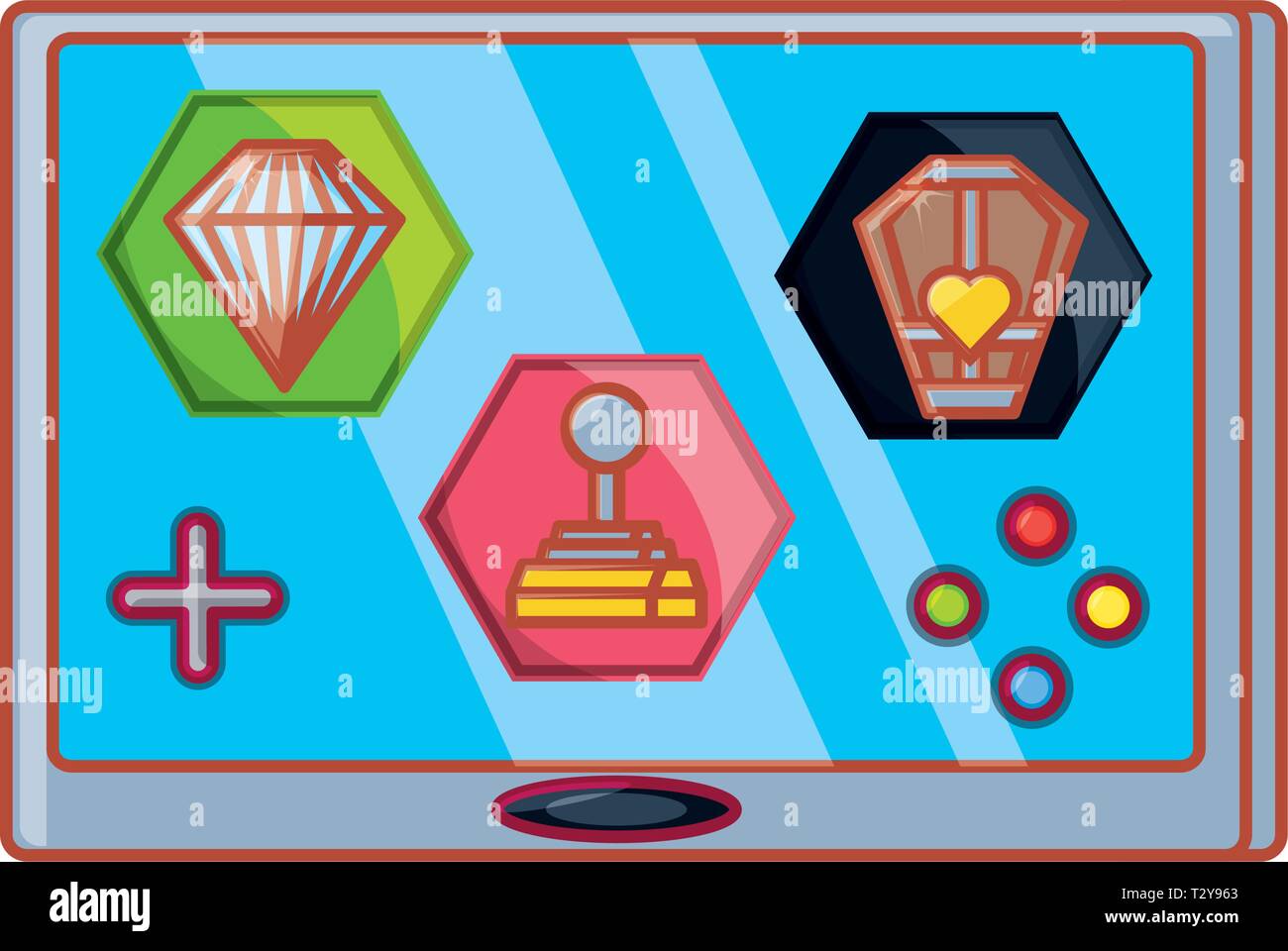 video game handle console with items vector illustration design Stock ...