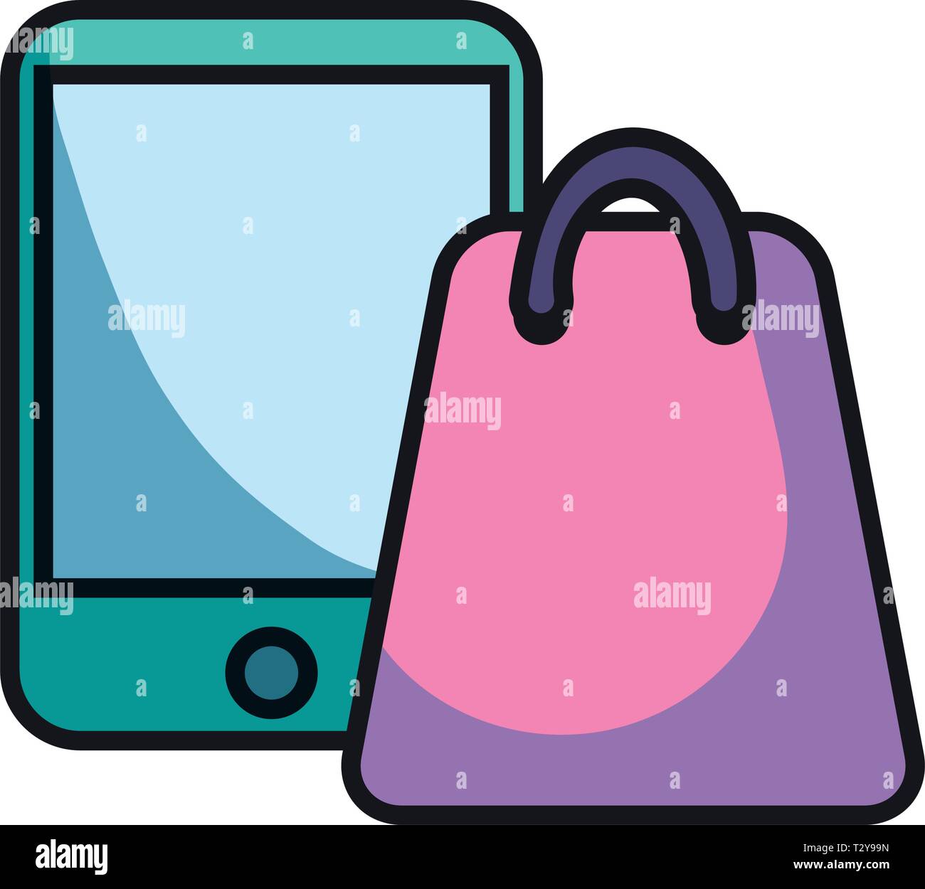 online shopping bad and mobile vector illustration Stock Vector Image ...
