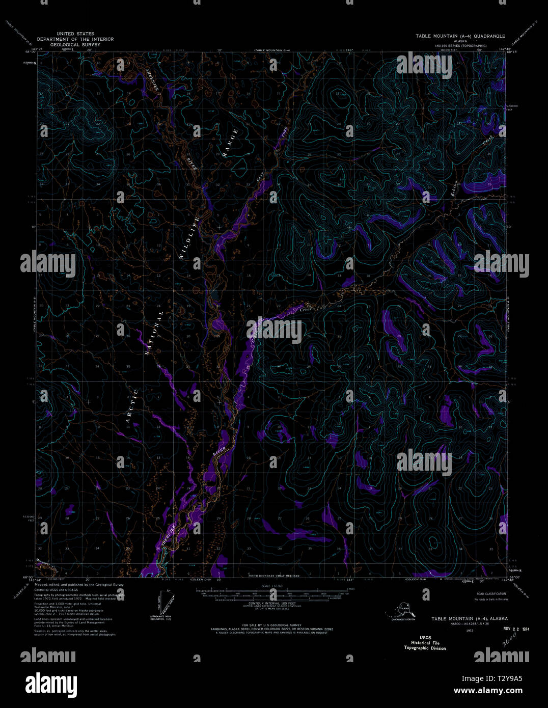 USGS TOPO Map Alaska AK Table Mountain A-4 359462 1972 63360 Inverted ...